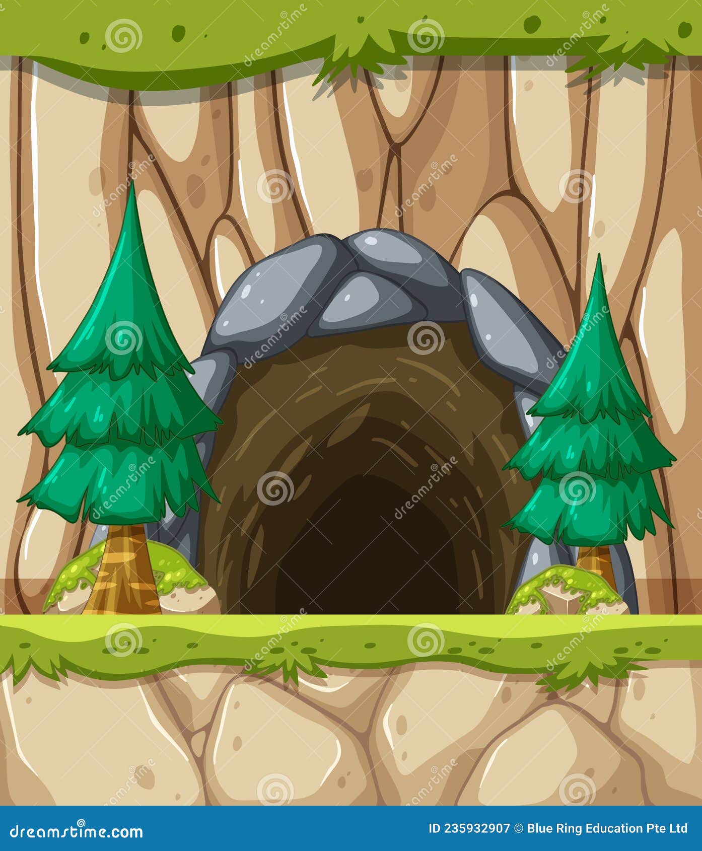 Stone Cave in Cartoon Style Stock Vector - Illustration of design ...