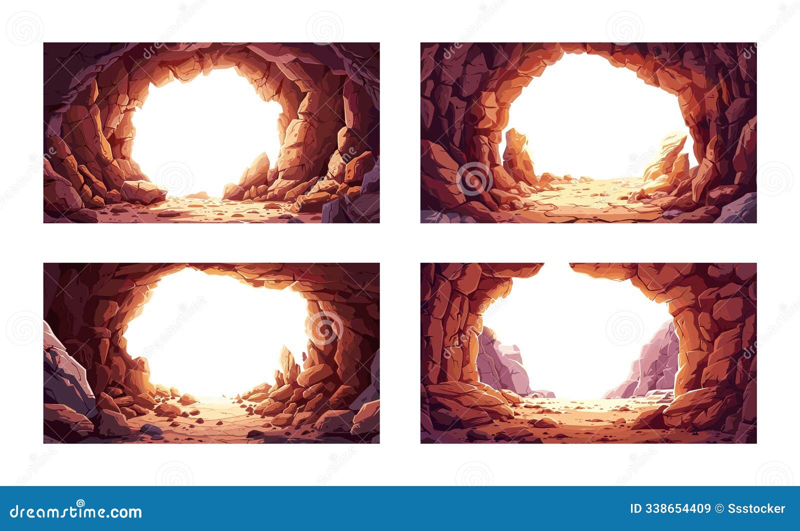 Stone Cave Entrance or Exit Cartoon Vector Concepts. Rock Cavern Empty ...
