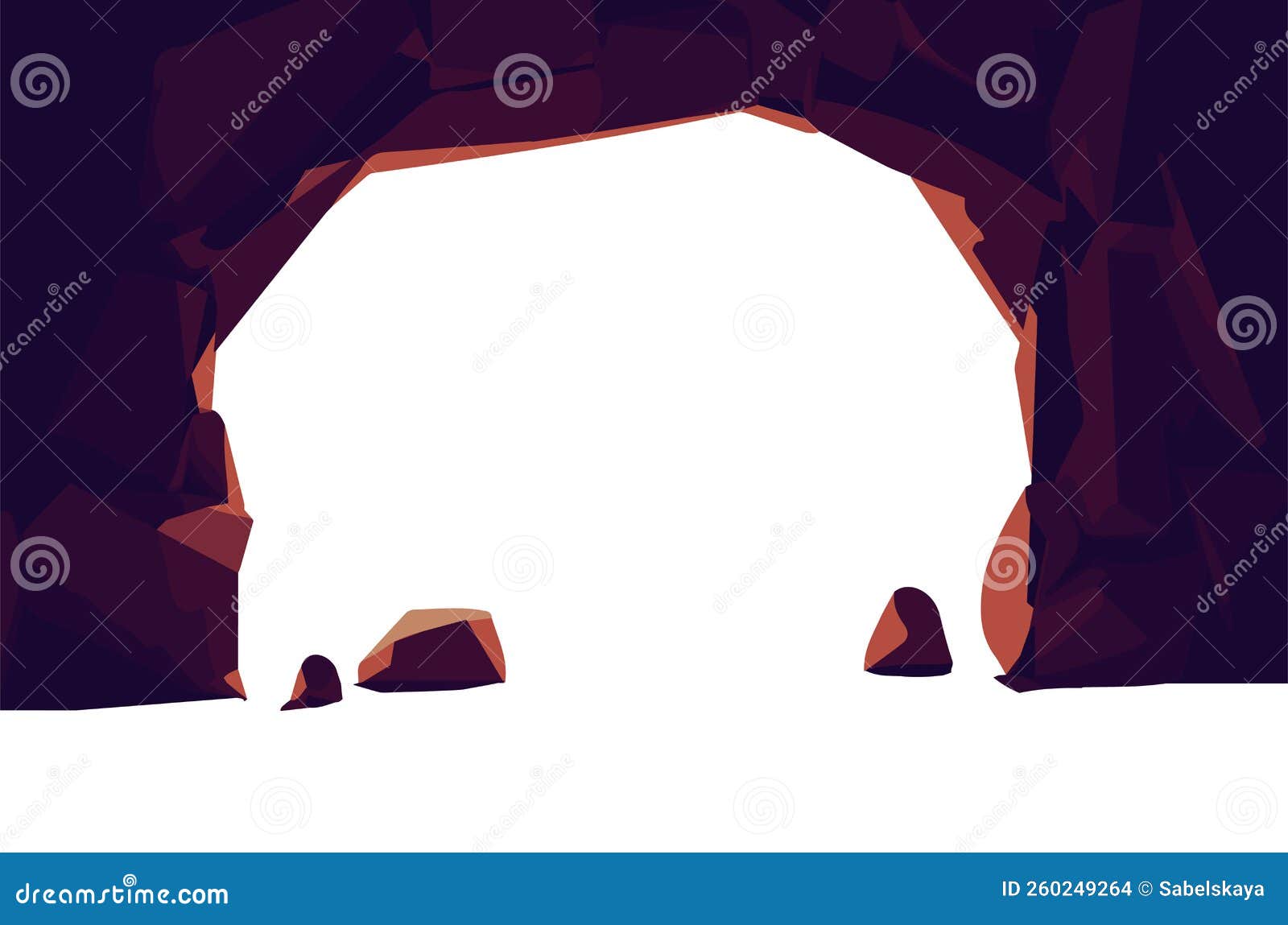 Stone Cave Entrance Template Flat Style, Vector Illustration Stock ...