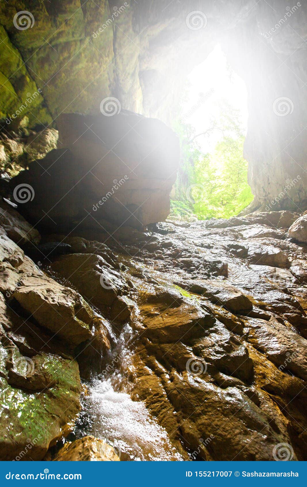 Stone Cave Inside View. Light Exit Stock Image - Image of exit, hole ...