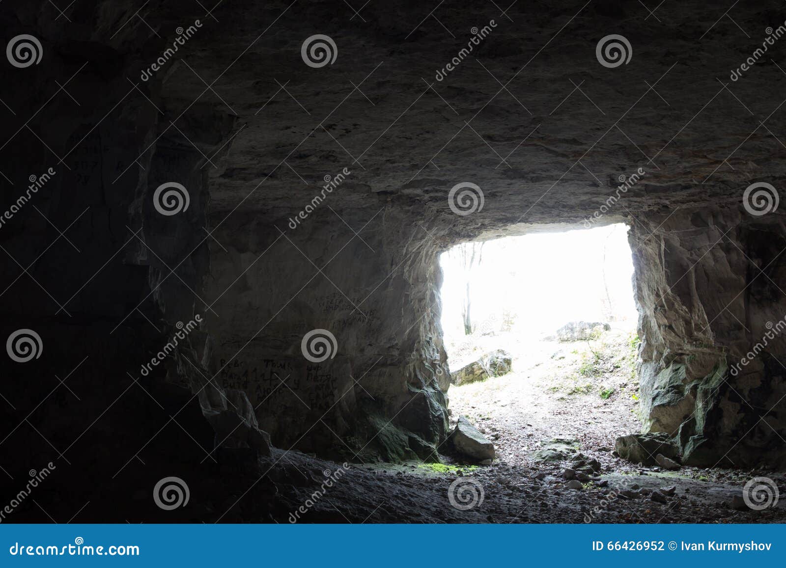 Stone Cave Inside. View Near the Entrance Stock Photo - Image of russia ...
