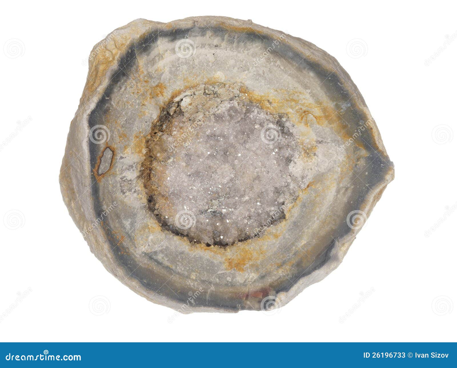 Stone with a Cavity Filled with Crystals Inside Stock Image - Image of ...