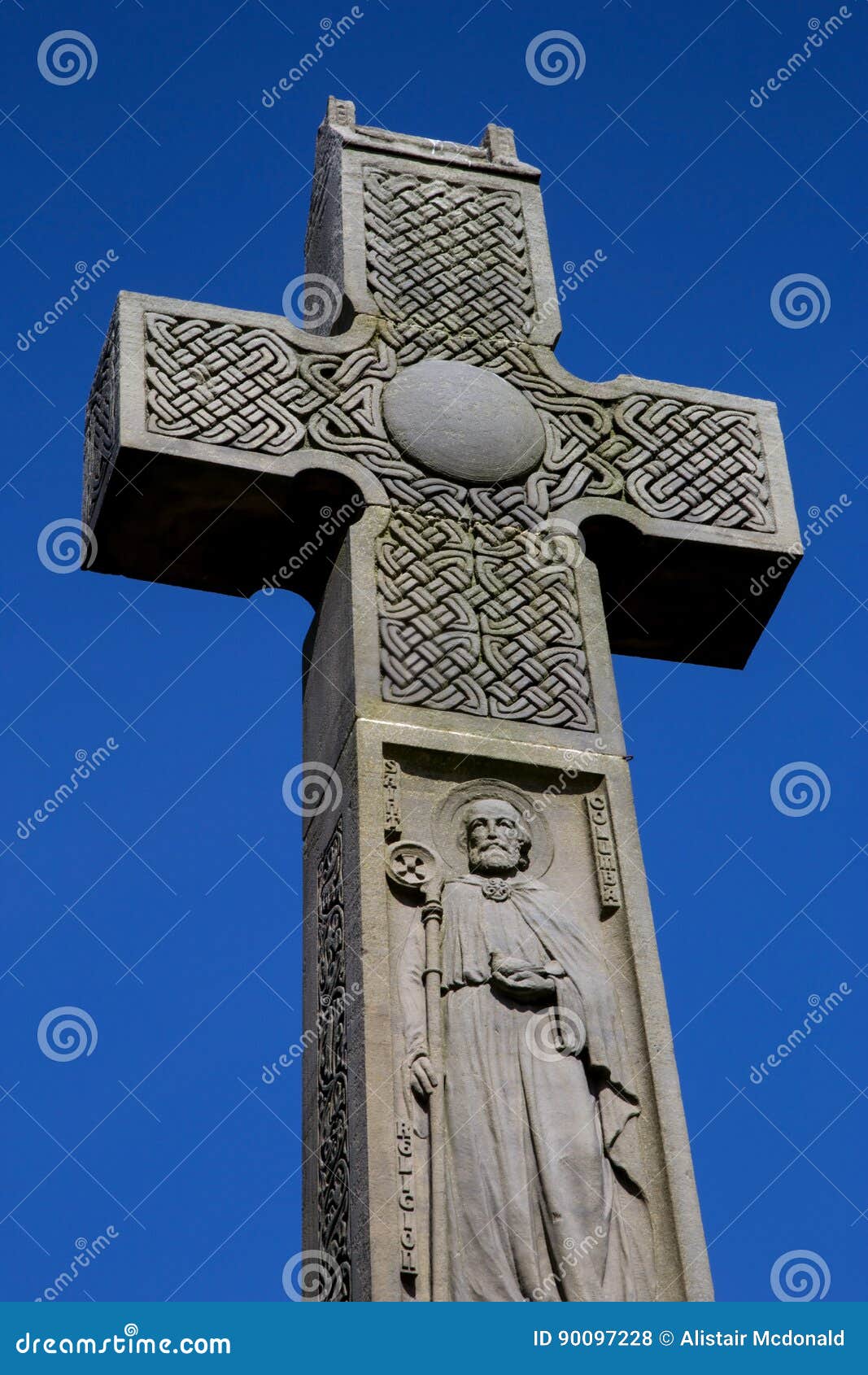 Stone Celtic Cross Against a Blue Sky Stock Photo - Image of celtic ...