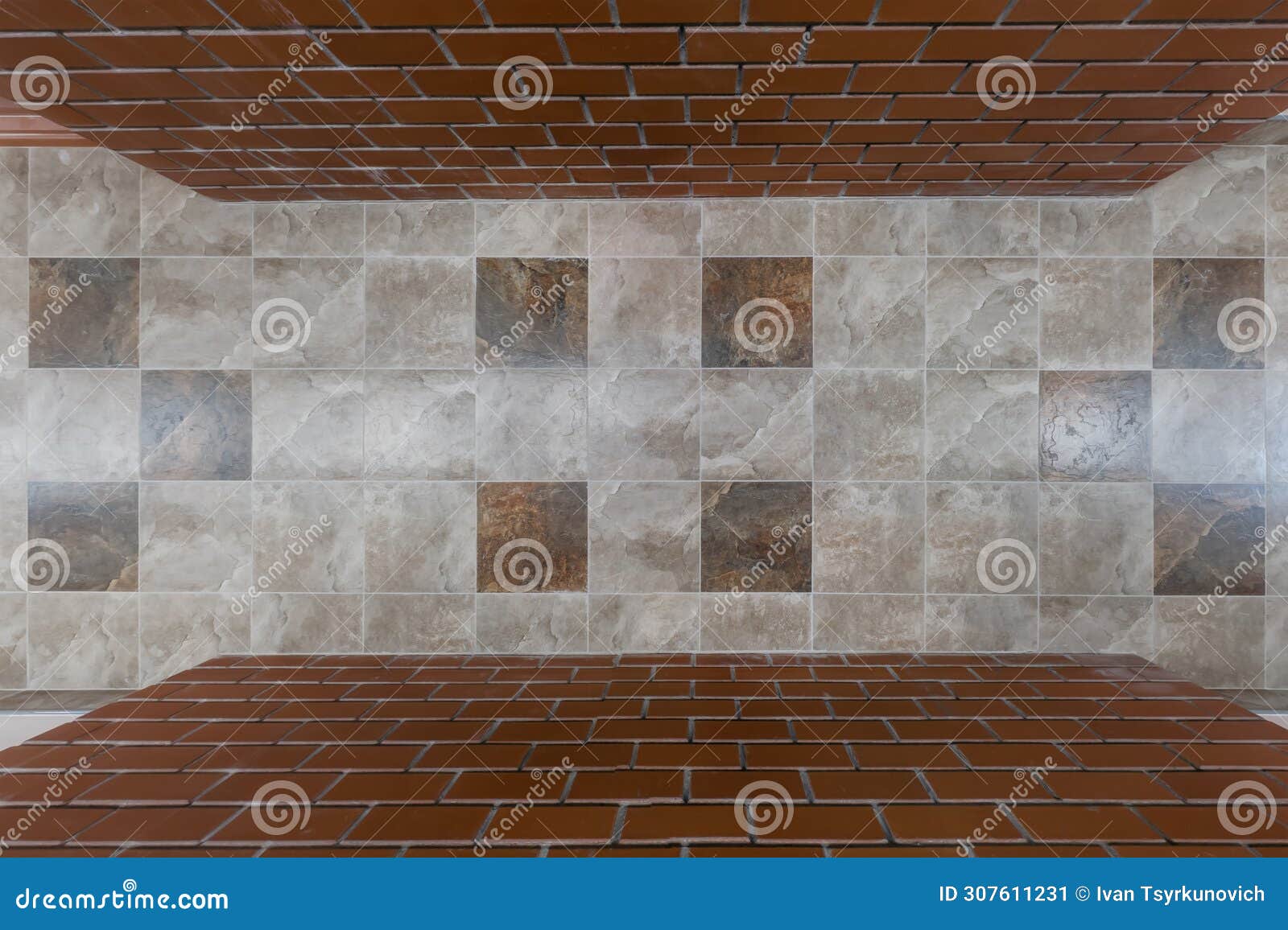 Stone and Ceramic Floor Tiles Texture in Corridor, View from Above ...