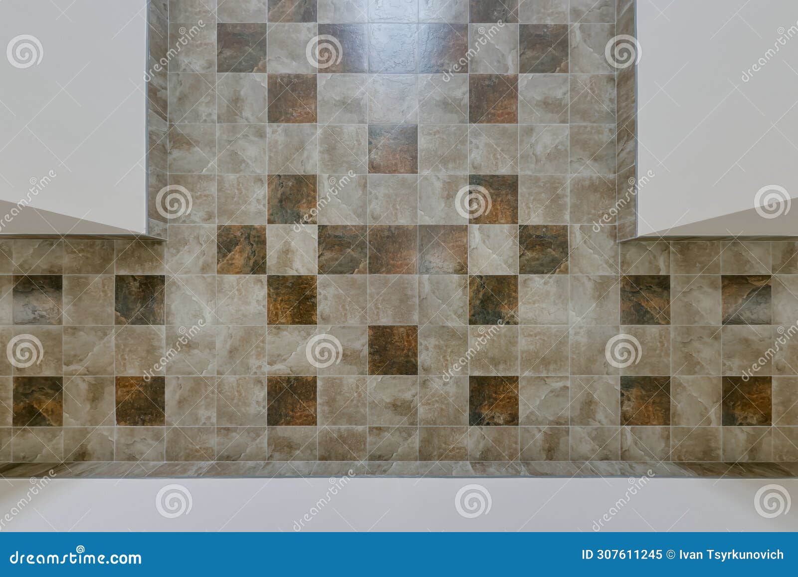 Stone and Ceramic Floor Tiles Texture in Corridor, View from Above ...