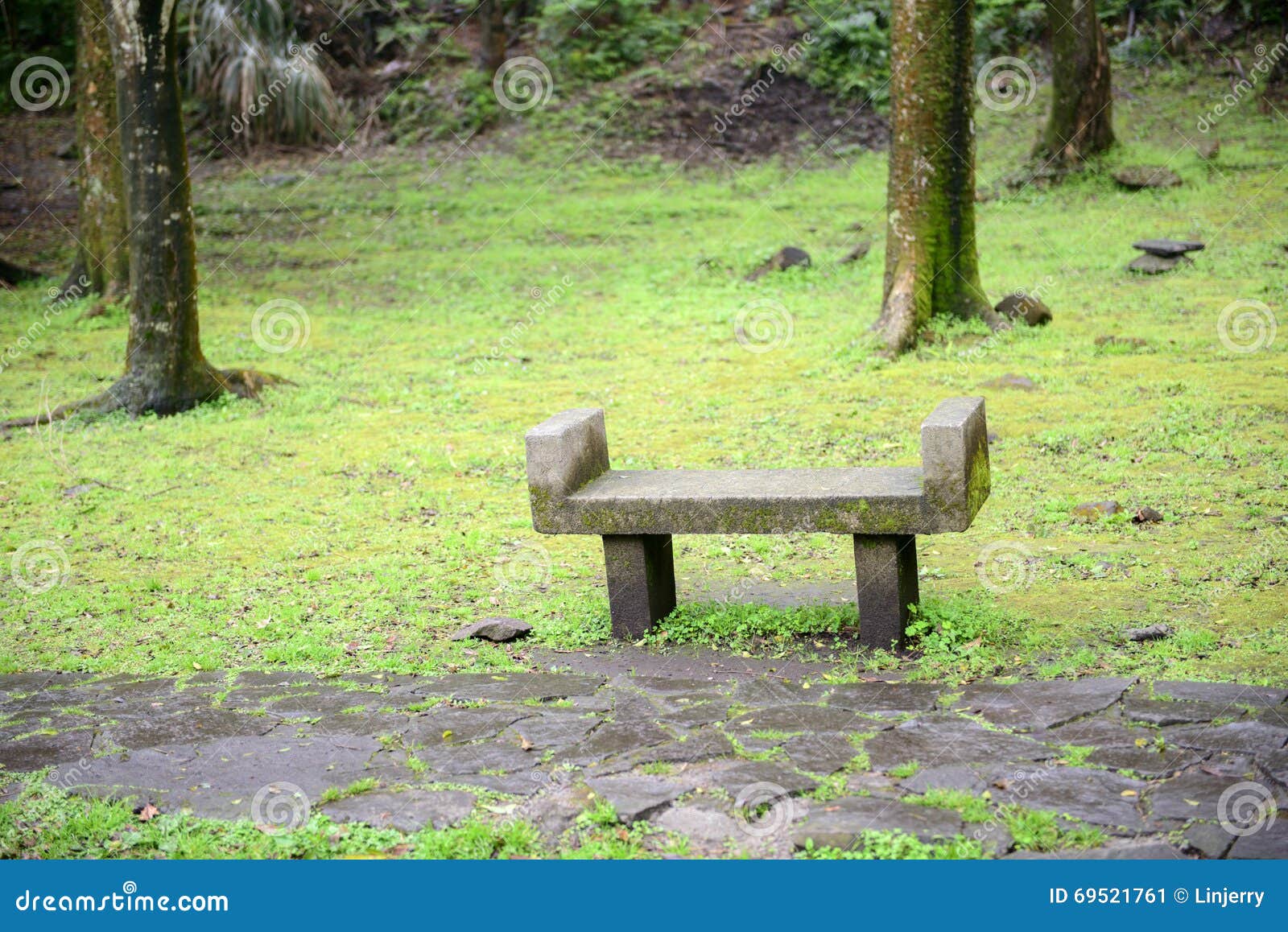 A Stone Chair in the Park, Front View Stock Image - Image of empty ...