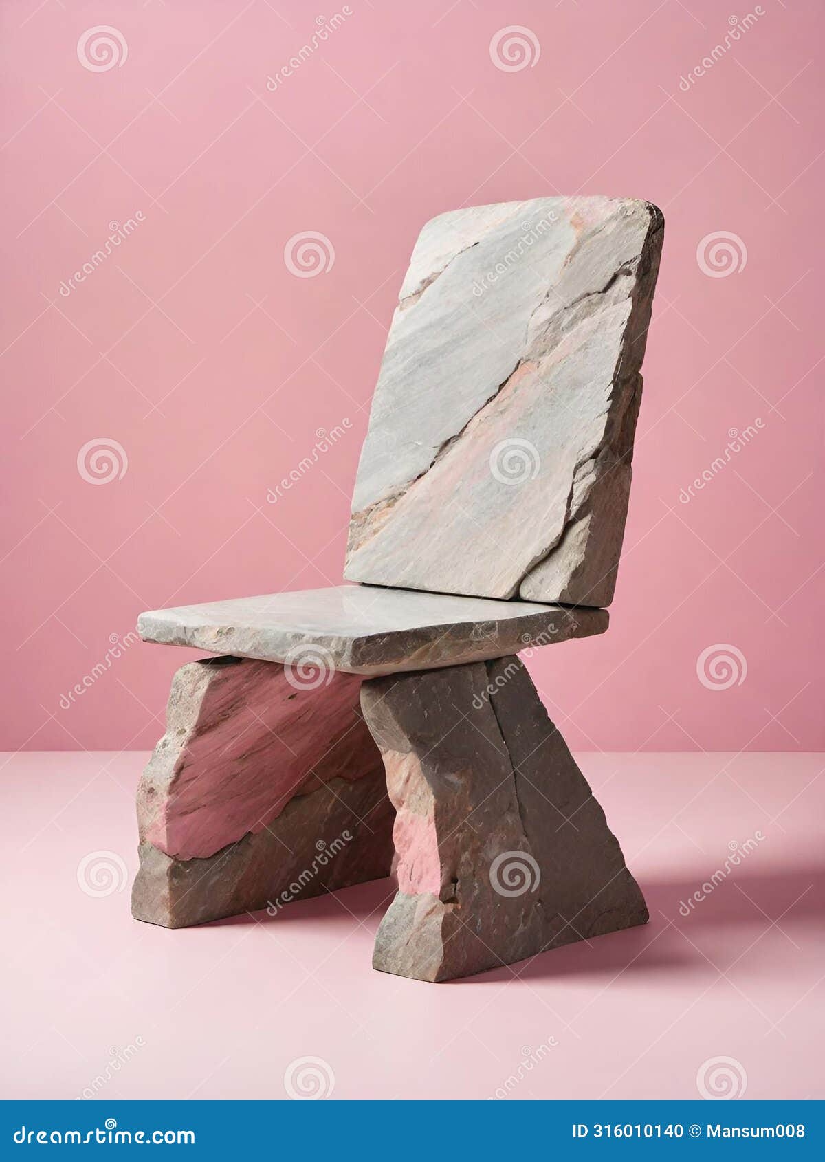 Stone Chair on a Pink Background Stock Illustration - Illustration of ...