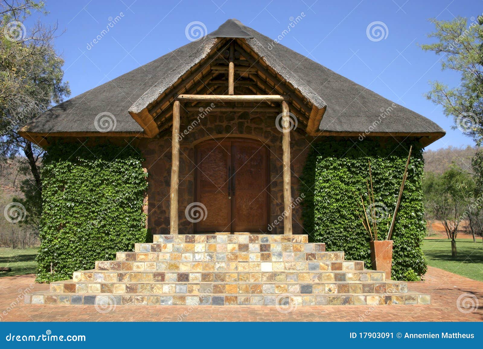 Stone Chapel with Thatch Roof Stock Image - Image of special, wall ...