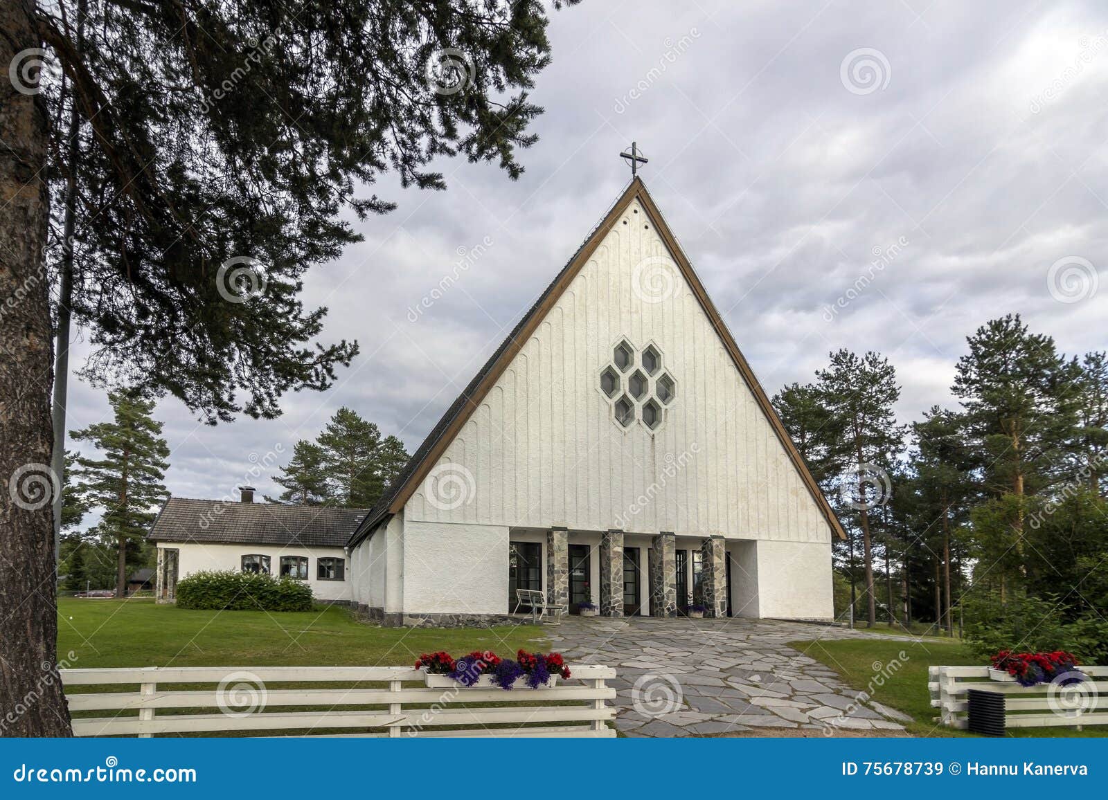Stone church stock image. Image of finland, saint, belfry - 75678739