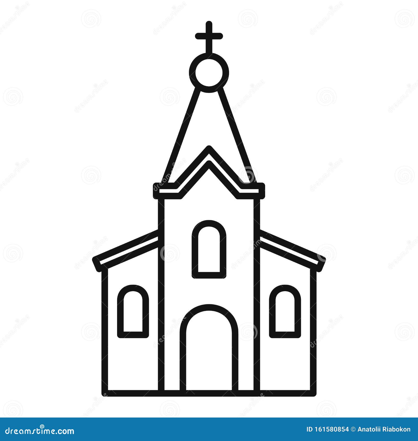 Stone Church Icon, Outline Style Stock Vector - Illustration of church ...