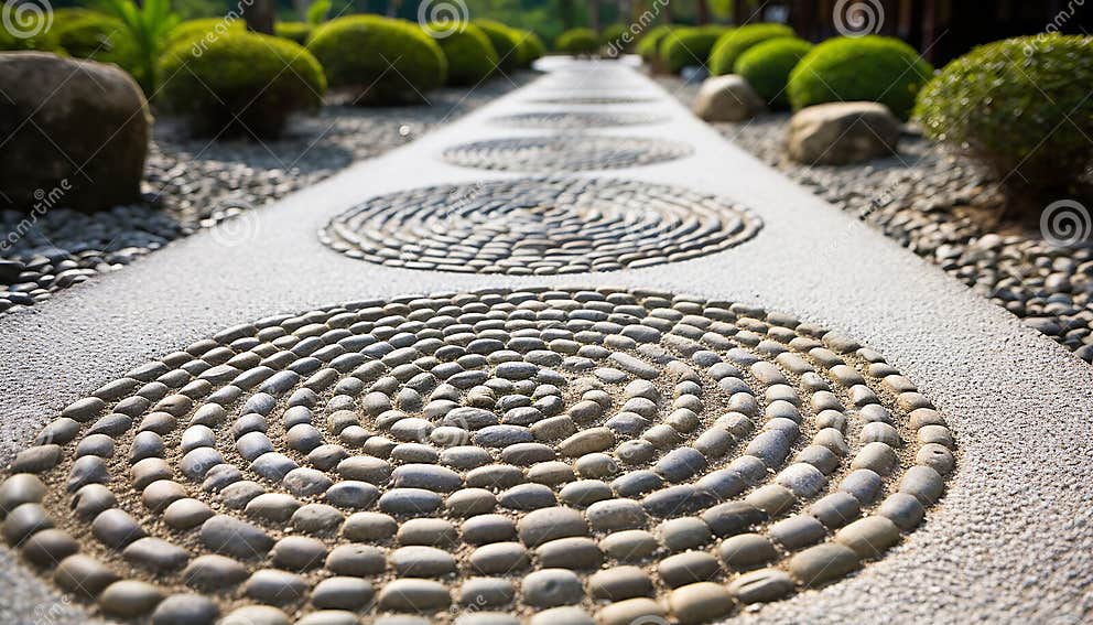 Stone Circle Pattern on Grass in Formal Garden Generated by AI Stock ...