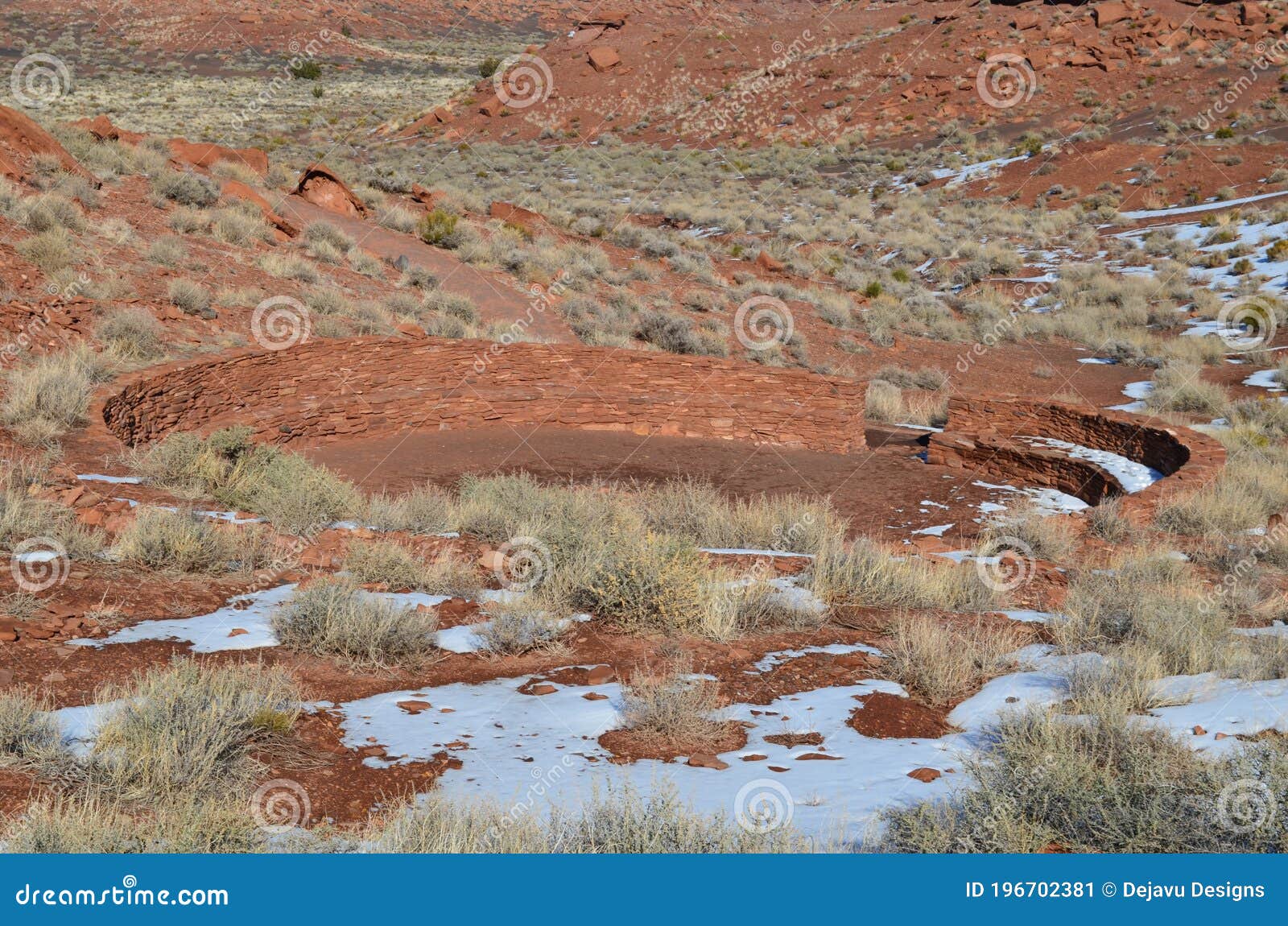 Stone Circle at Wukoki Ruins in Arizona Stock Image - Image of ...