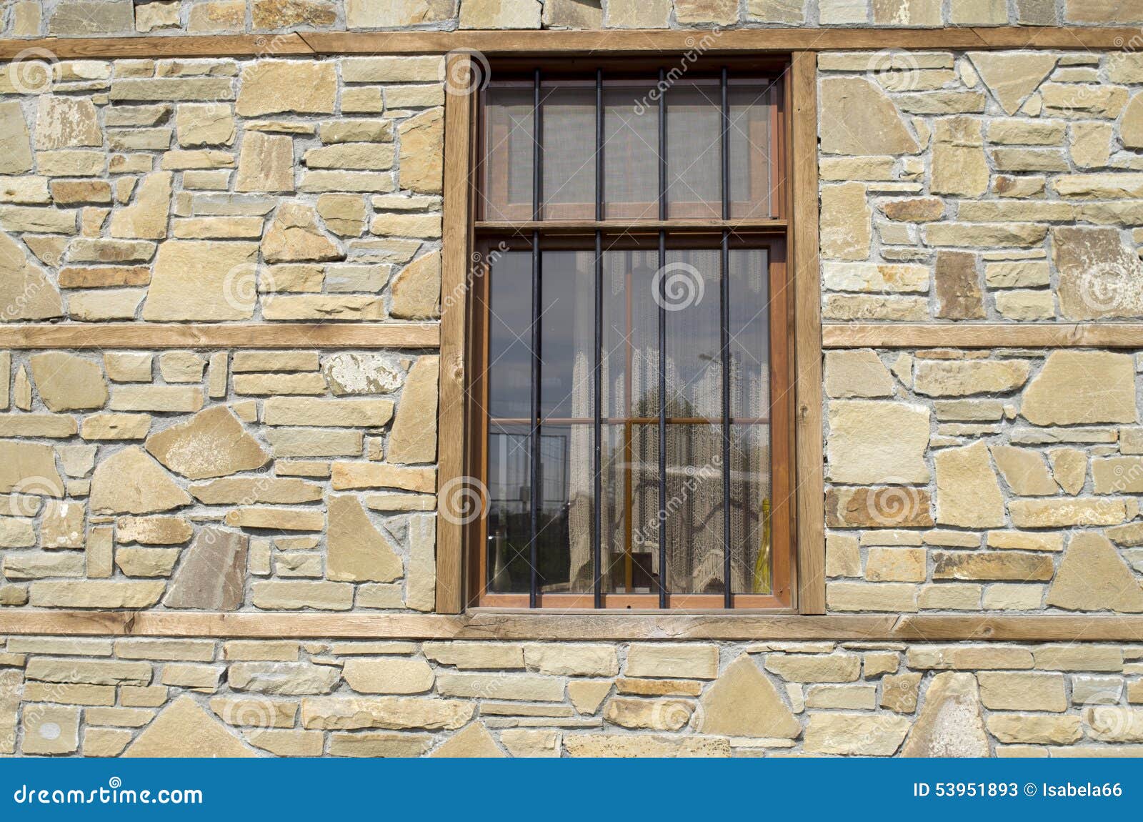 Stone Cladding Plates on the Wall with Window Stock Image - Image of ...
