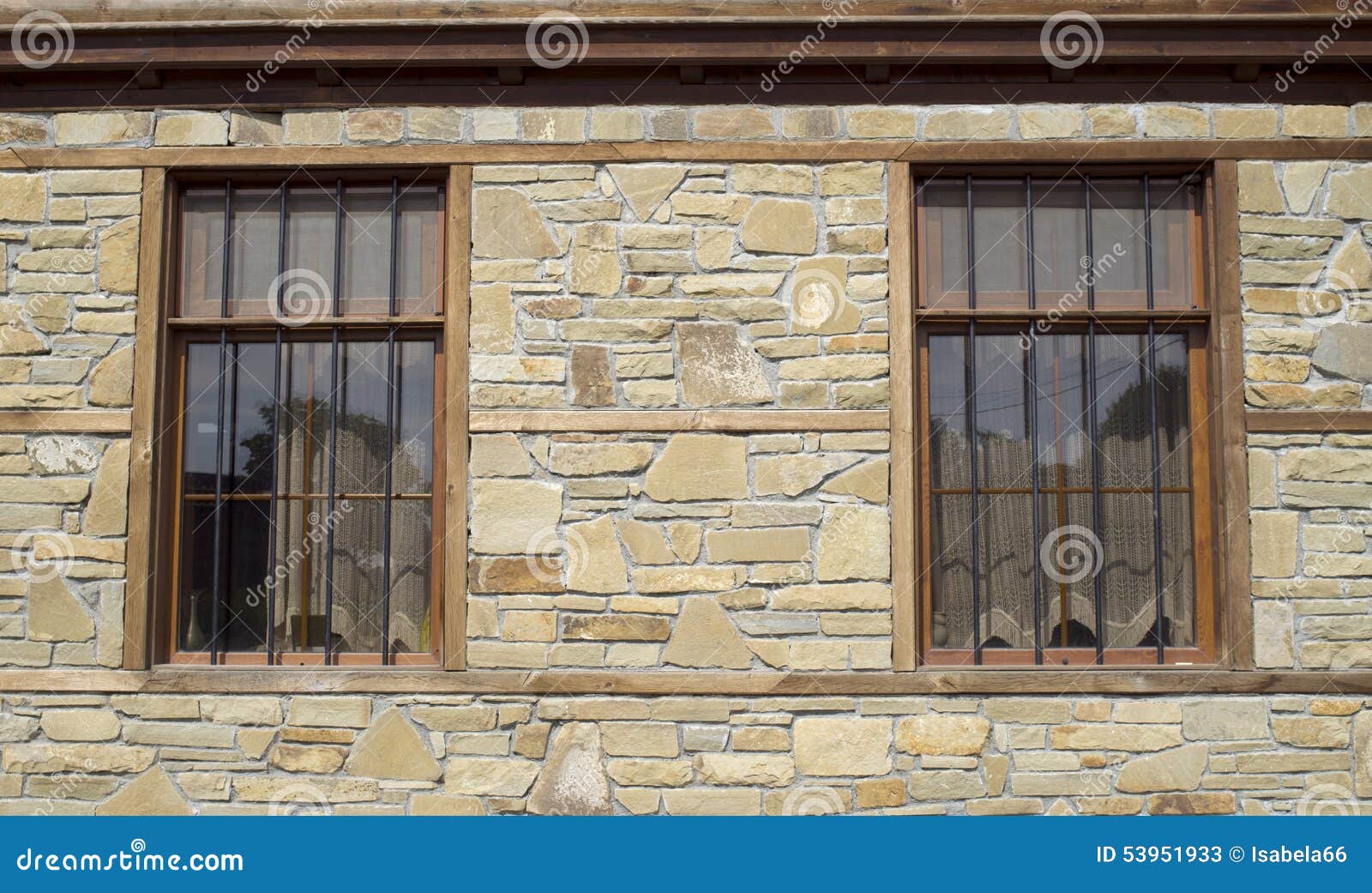Stone Cladding Plates on the Wall with Windows Stock Image - Image of ...