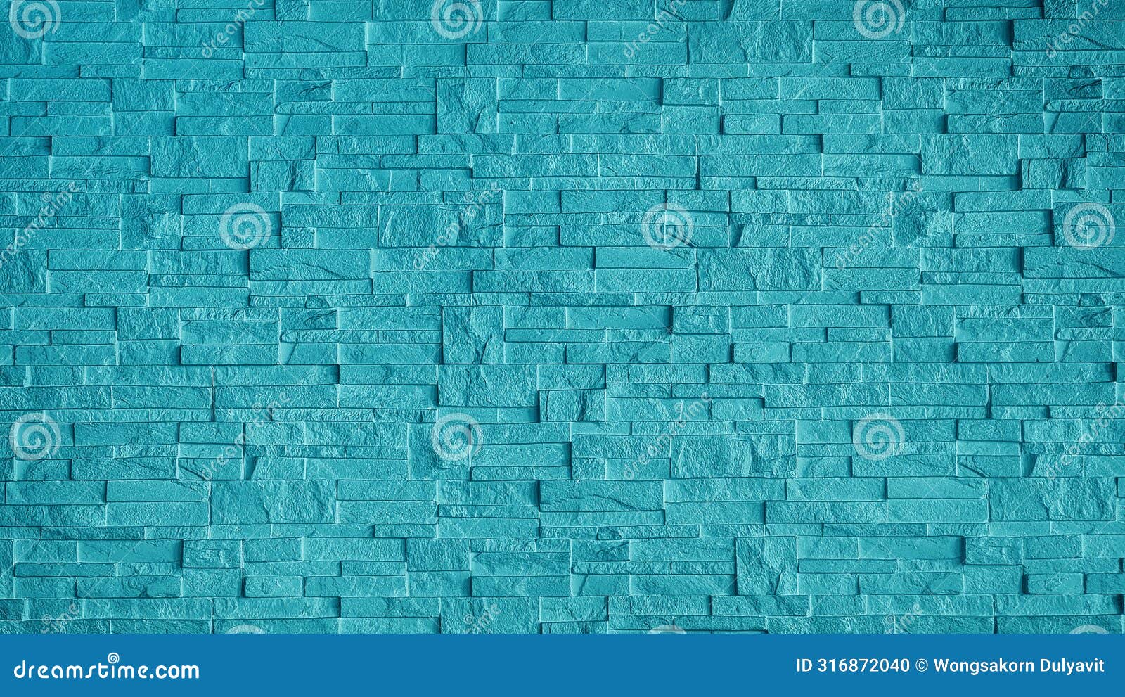Stone Cladding Wall Made of Regular Light Blue Bricks. Abstract Wall ...