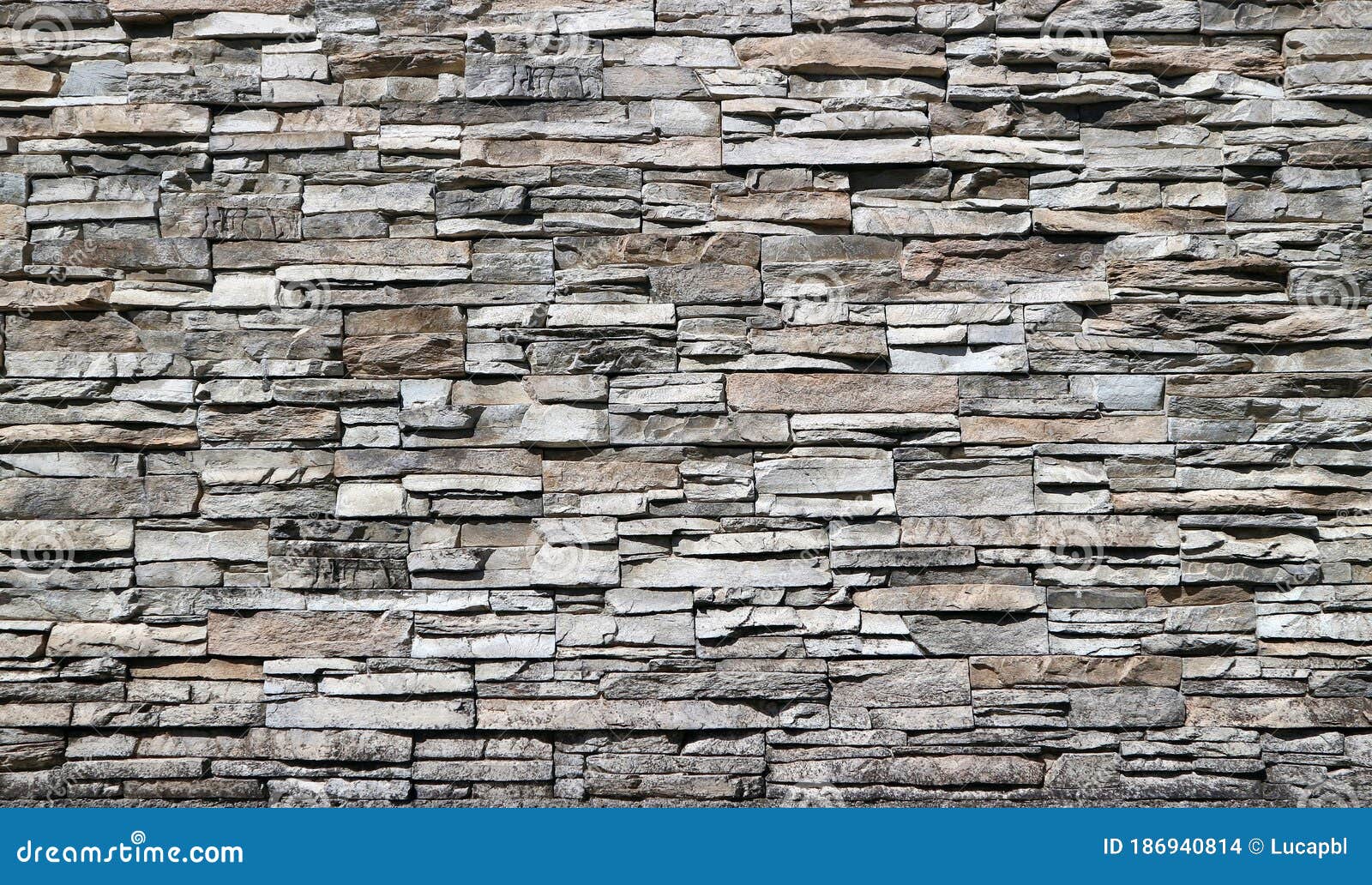 Stone Cladding Wall Made of Striped Stacked Bricks of Natural Brown and ...