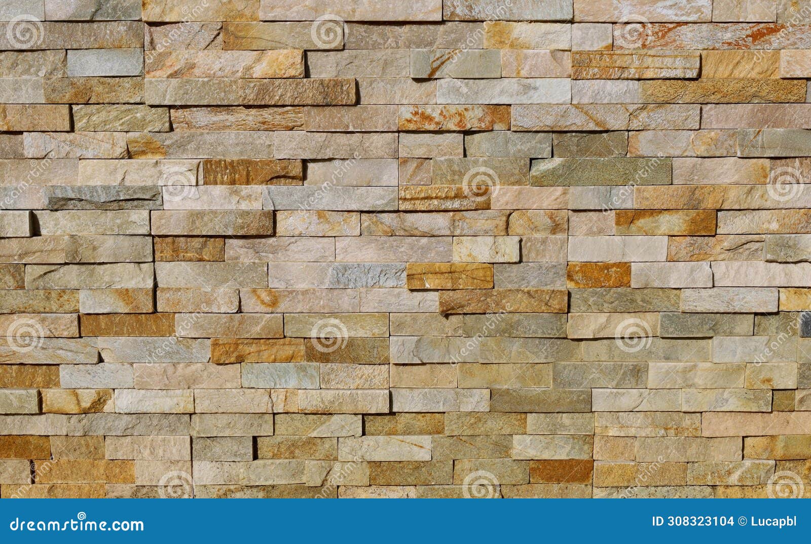 Stone Cladding Wall Made of Striped Stacked Bricks of Natural ...