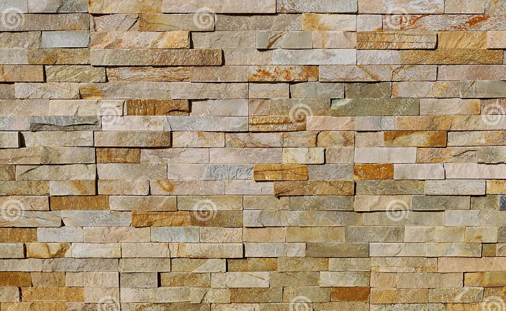 Stone Cladding Wall Made of Striped Stacked Bricks of Natural ...