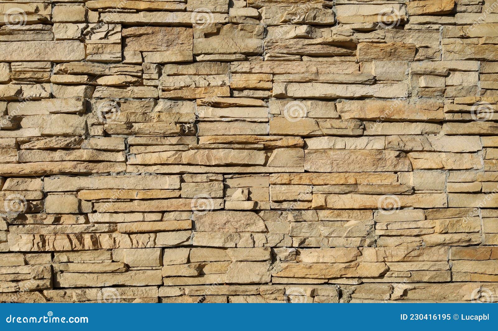Stone Cladding Wall Made of Striped Stacked Slabs of Natural Brown ...