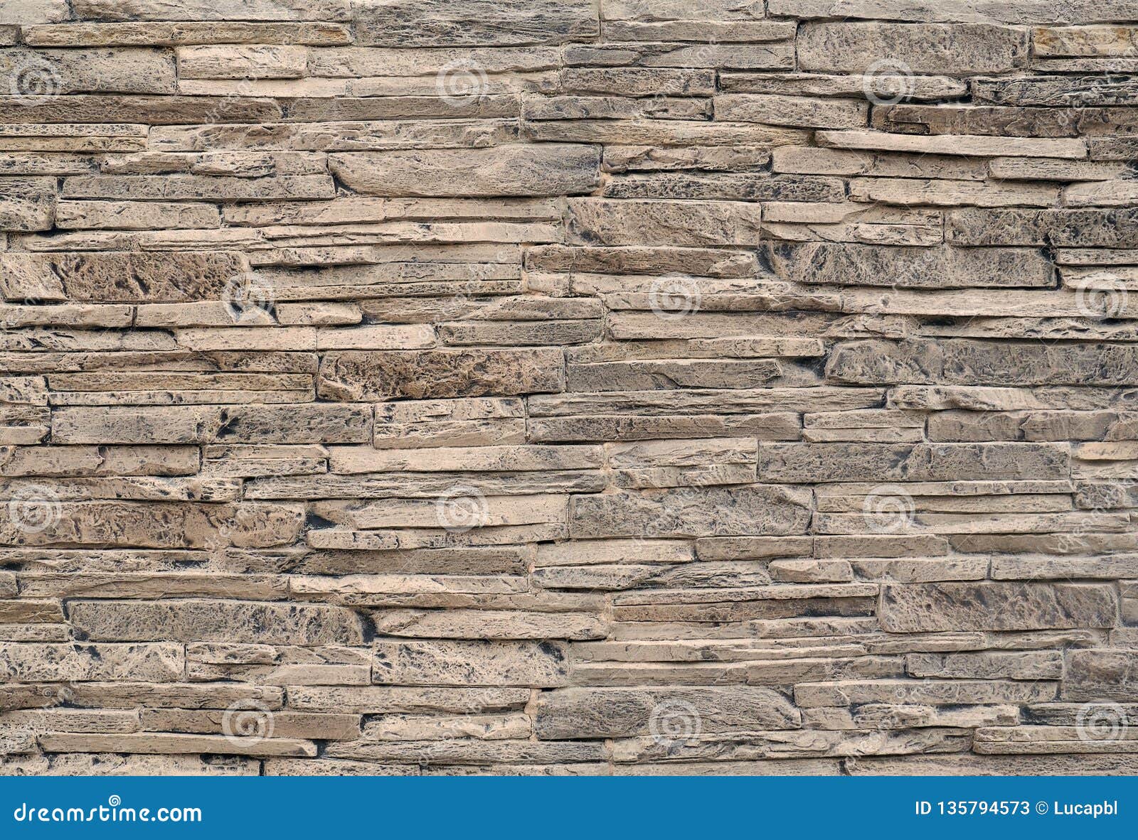 Stone Cladding Wall Made of Striped Stacked Slabs of Natural Brown ...