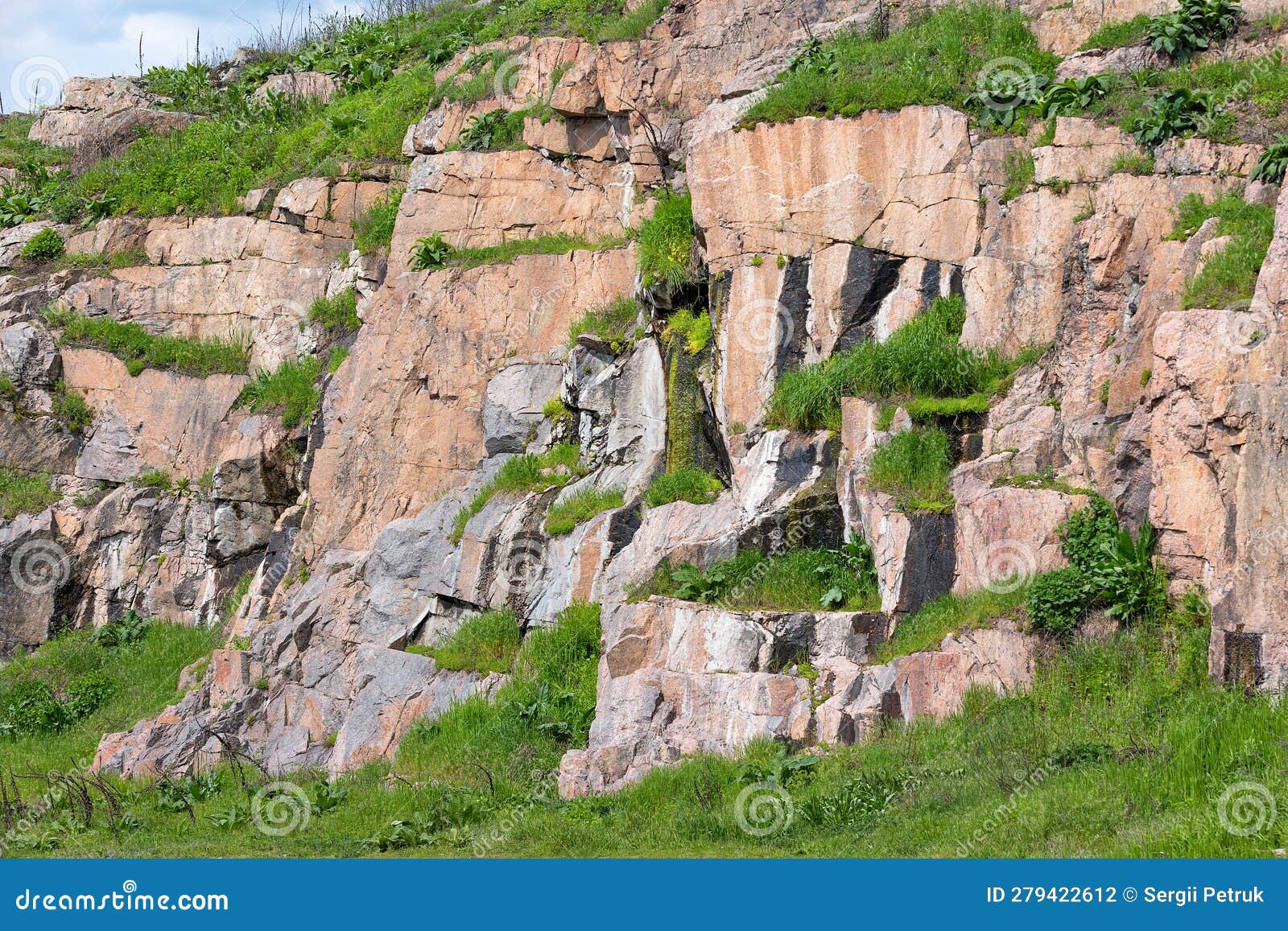 Stone Cliffs Overgrown with Green Lush Grass Stock Photo - Image of ...