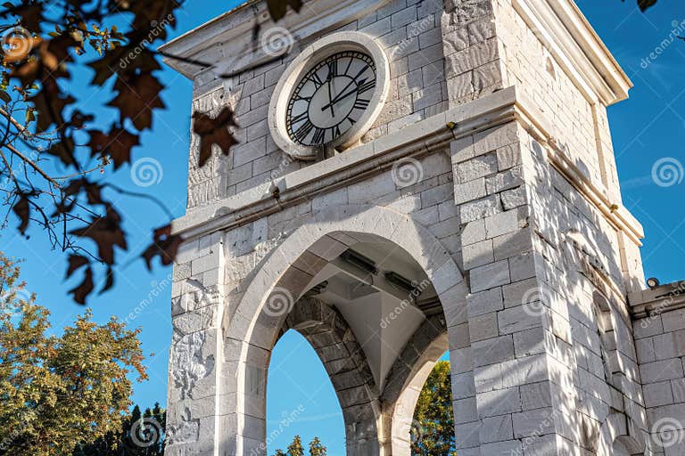 A Stone Clock Tower with a Clock Face, Suitable for Use in ...