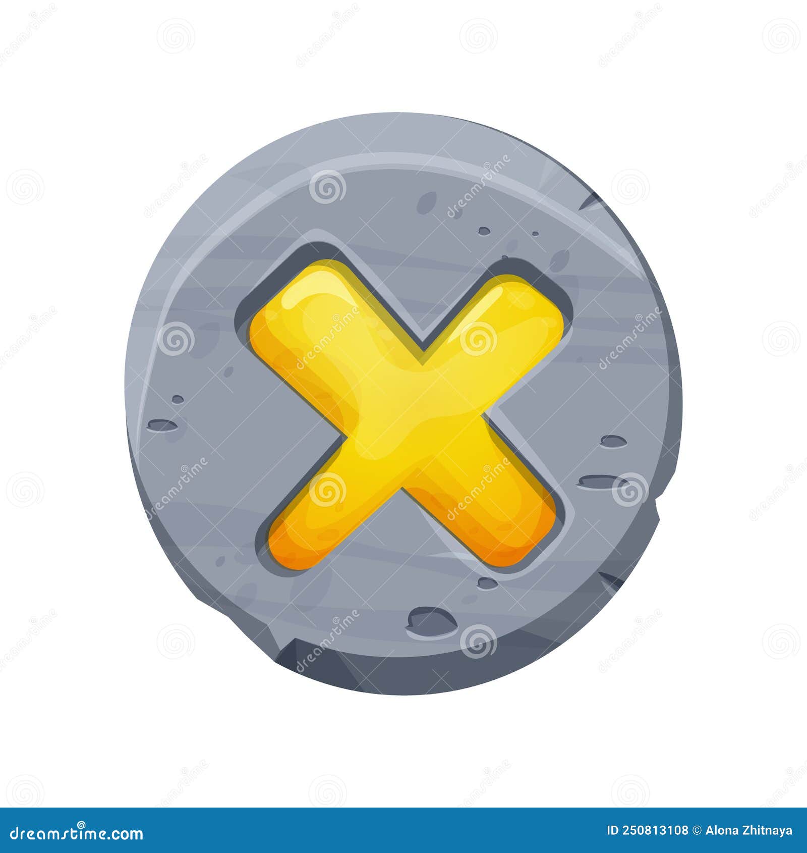 Stone Close Button Game Interface, Menu Element, Cross Shape in Comic ...