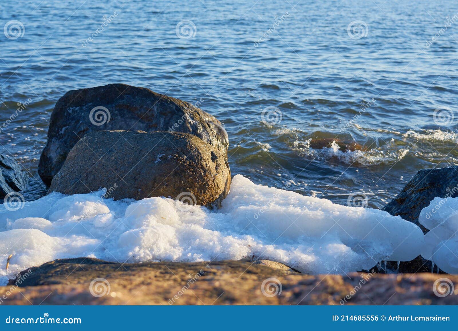 The Stone Coast of the Baltic Sea in Spring with the Remains of Ice ...
