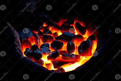 Stone cole is red on fire stock photo. Image of danger - 17058378
