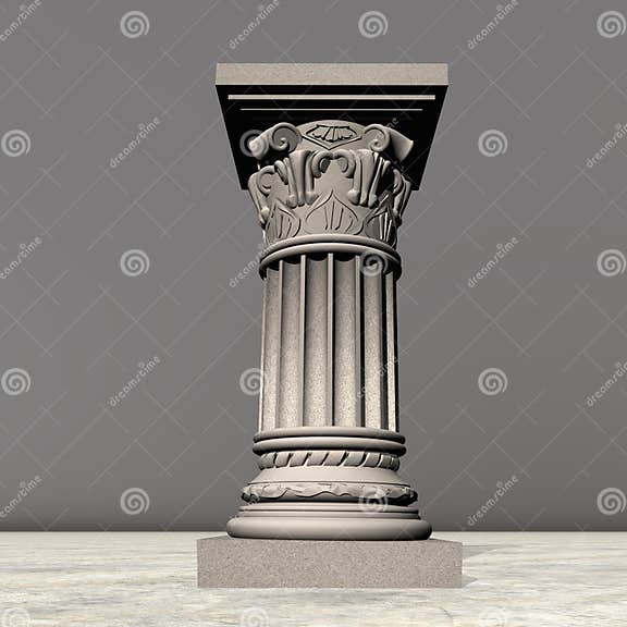Stone column - 3D render stock illustration. Illustration of decoration ...