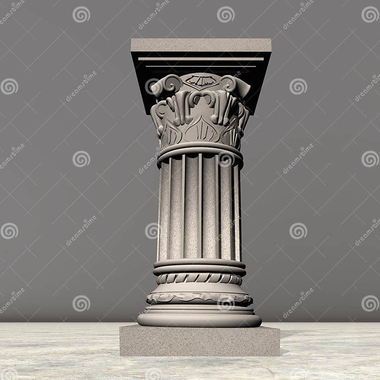 Stone column - 3D render stock illustration. Illustration of decoration ...