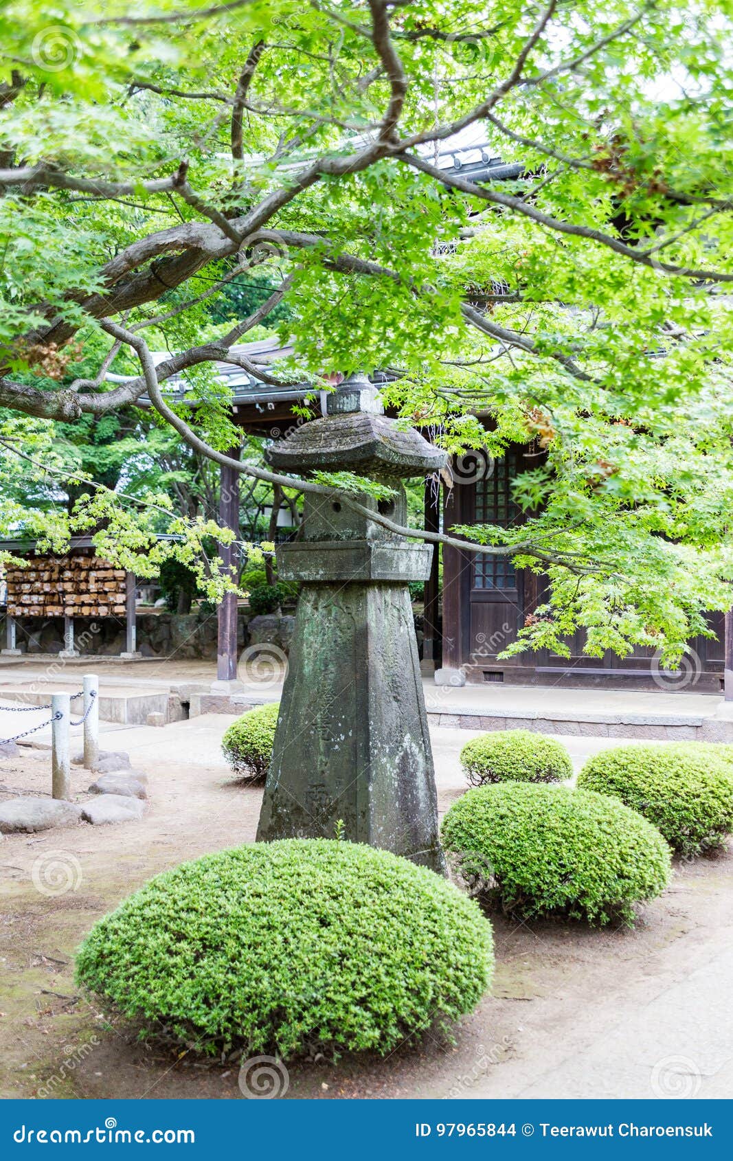 Stone Column at Japanese Temple Stock Photo - Image of stone, garden ...