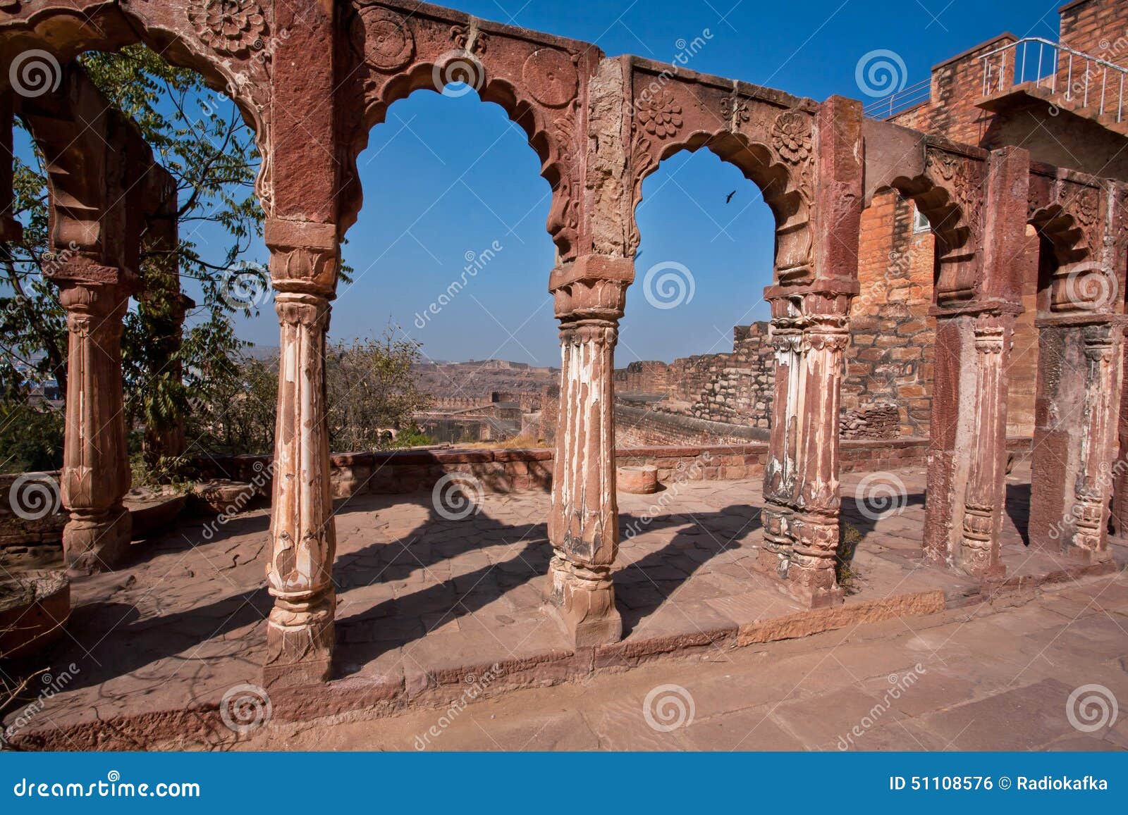 Stone Columns and Arches with Patterns in an Ancient Palace Stock Photo ...