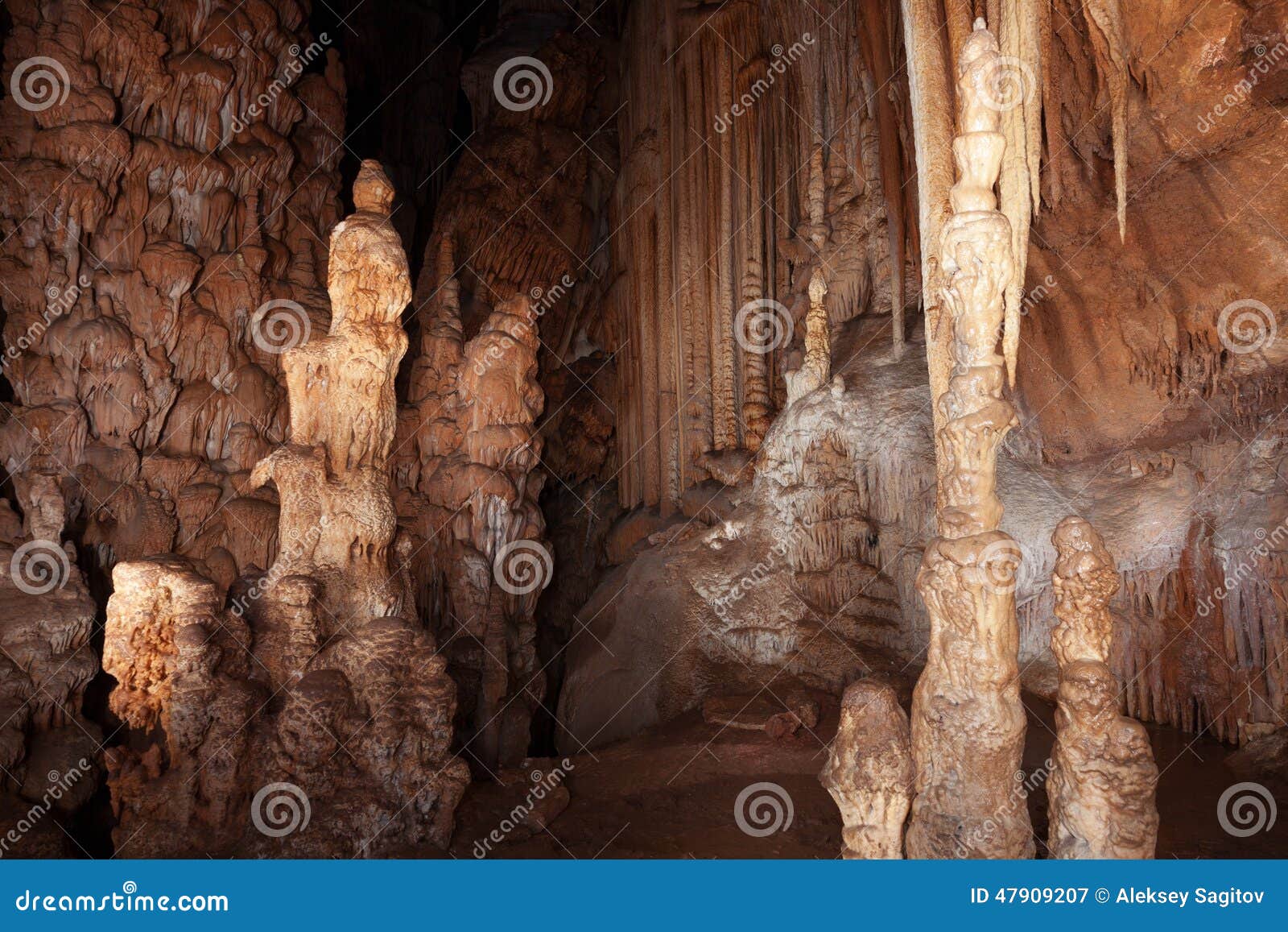 Stone columns in a cave stock image. Image of nature - 47909207