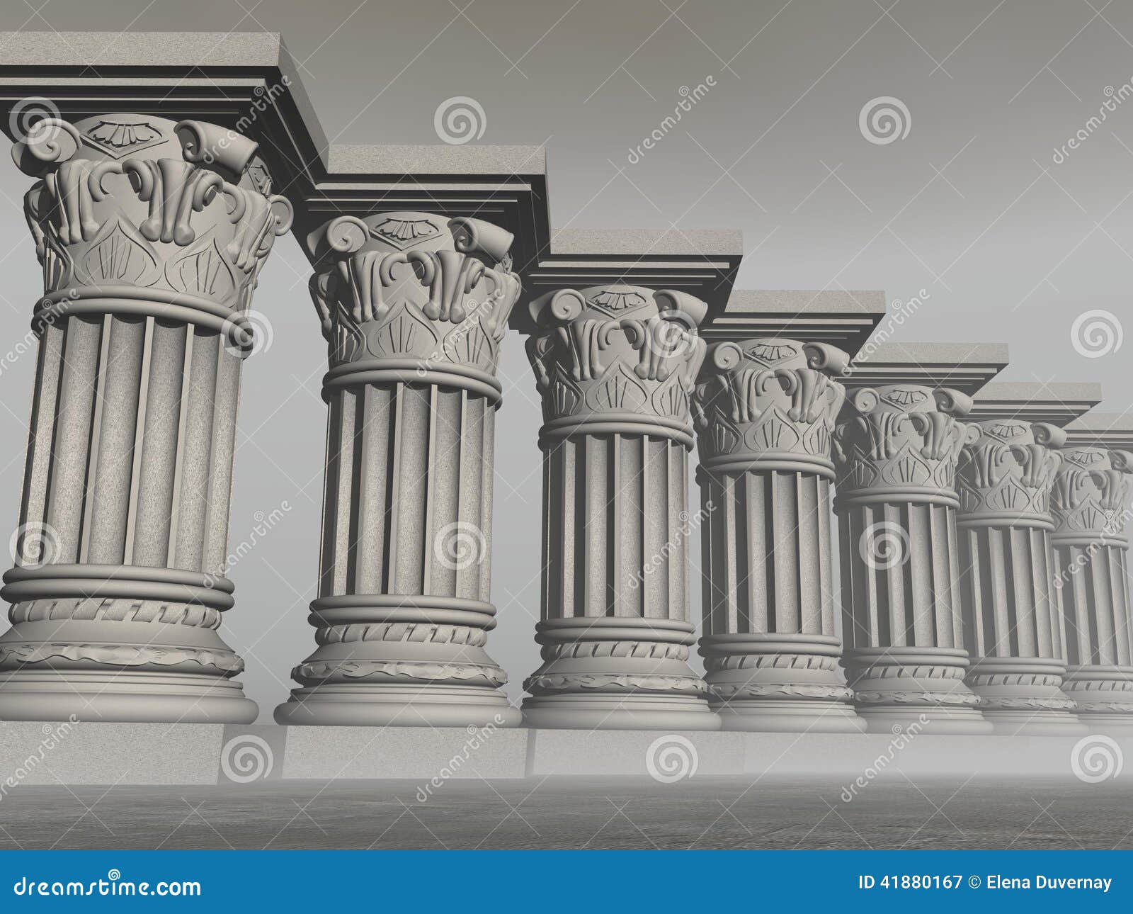 Stone columns - 3D render stock illustration. Illustration of temple ...