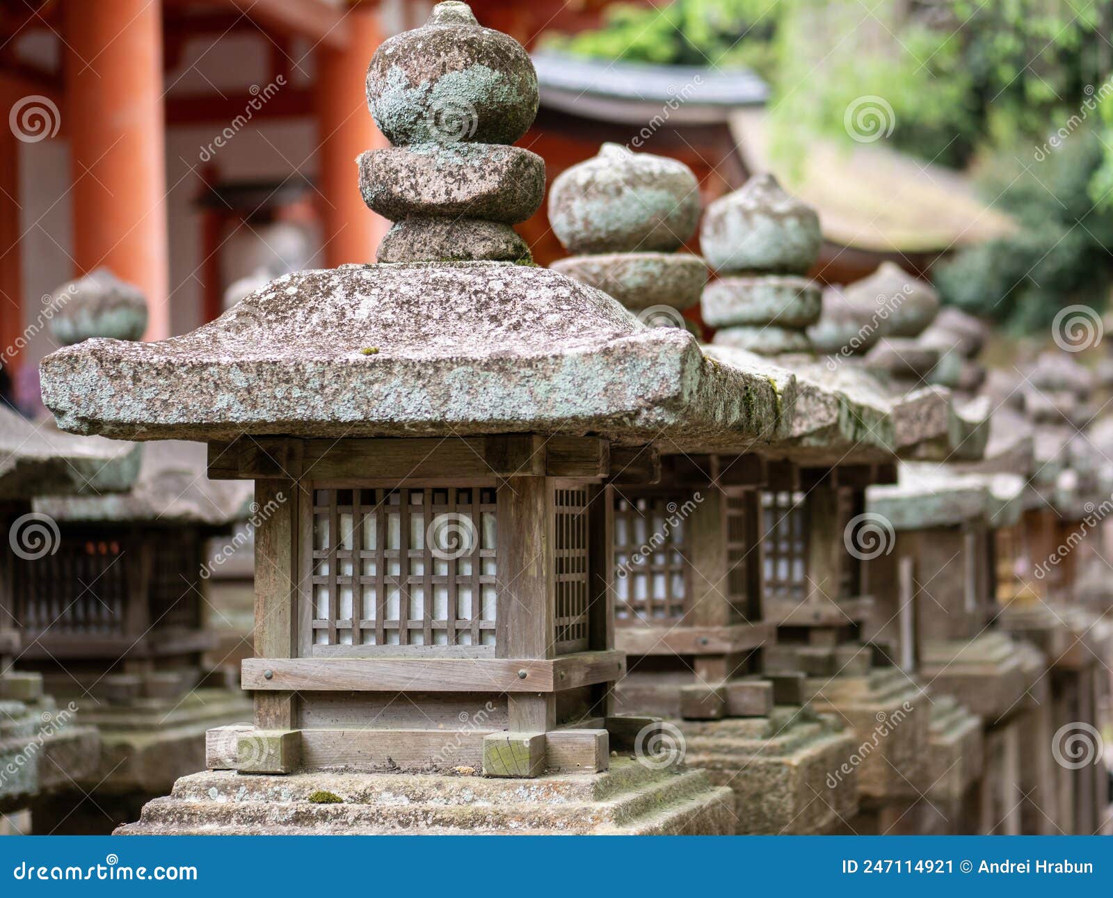 Stone Columns Decoration in the Garden in Japan Stock Image - Image of ...