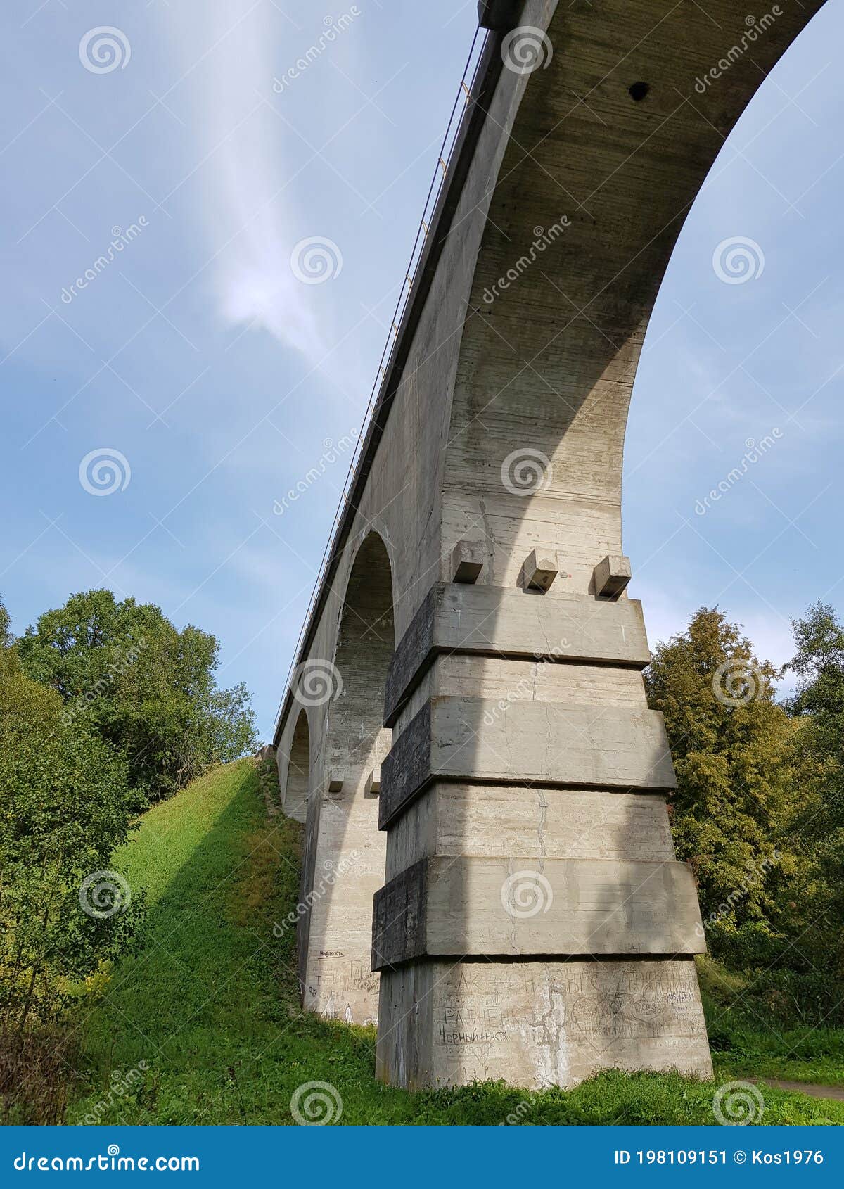 Stone Columns of the Old Railway Bridge Stock Image - Image of ...