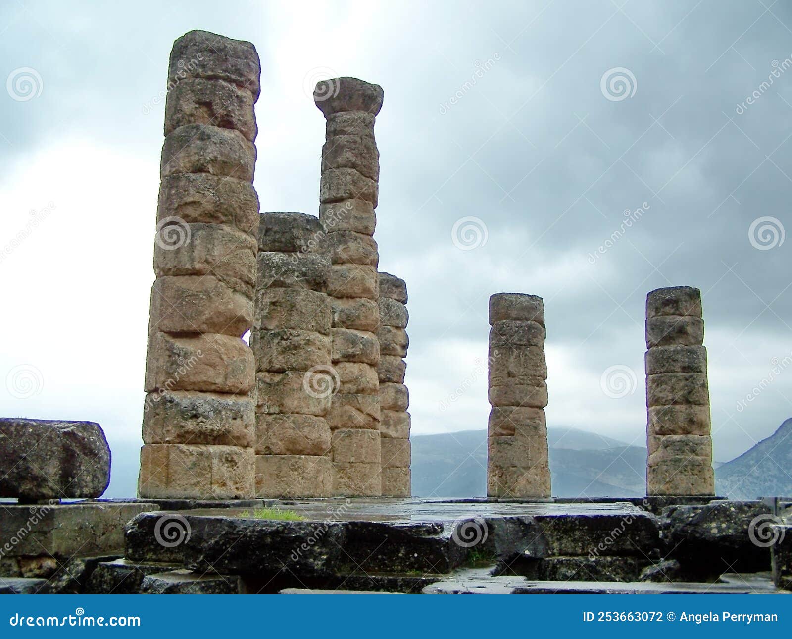 Stone Columns in Delphi, Greece Stock Photo - Image of mount, greece ...
