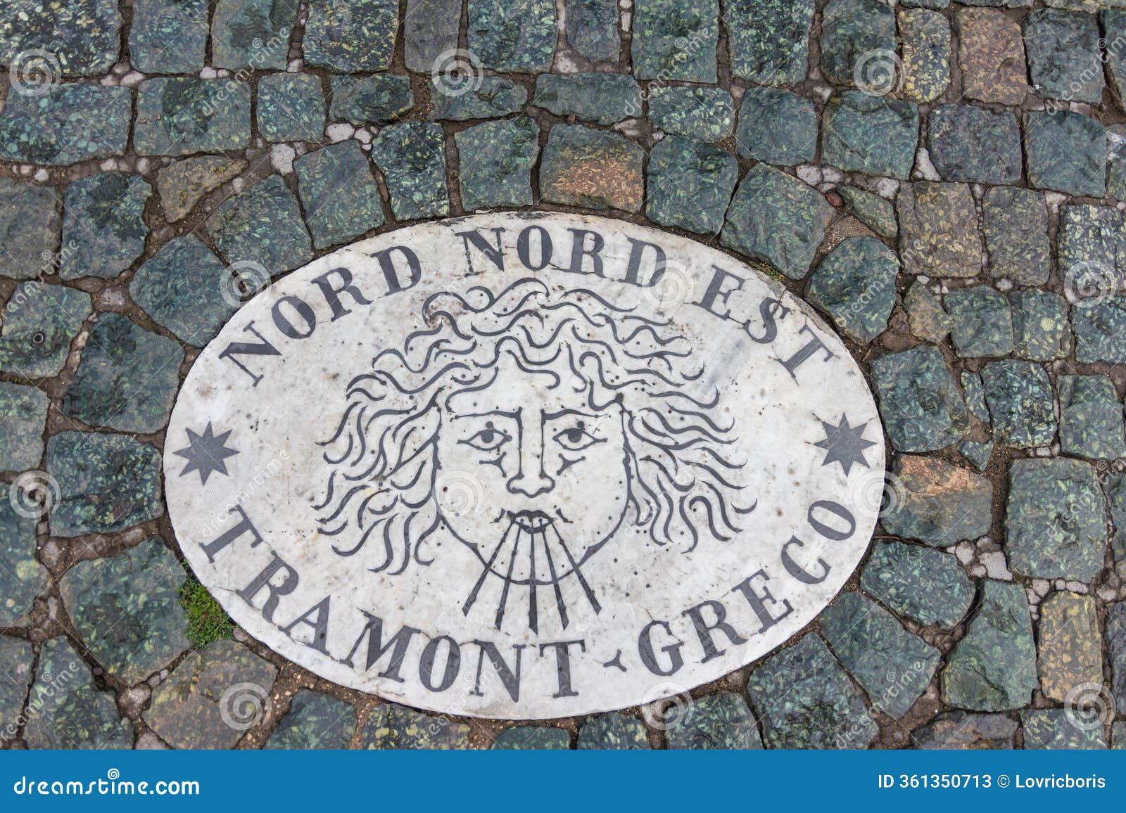 Stone Compass Rose Marker with Directions on Cobbled Paving, Vatican ...