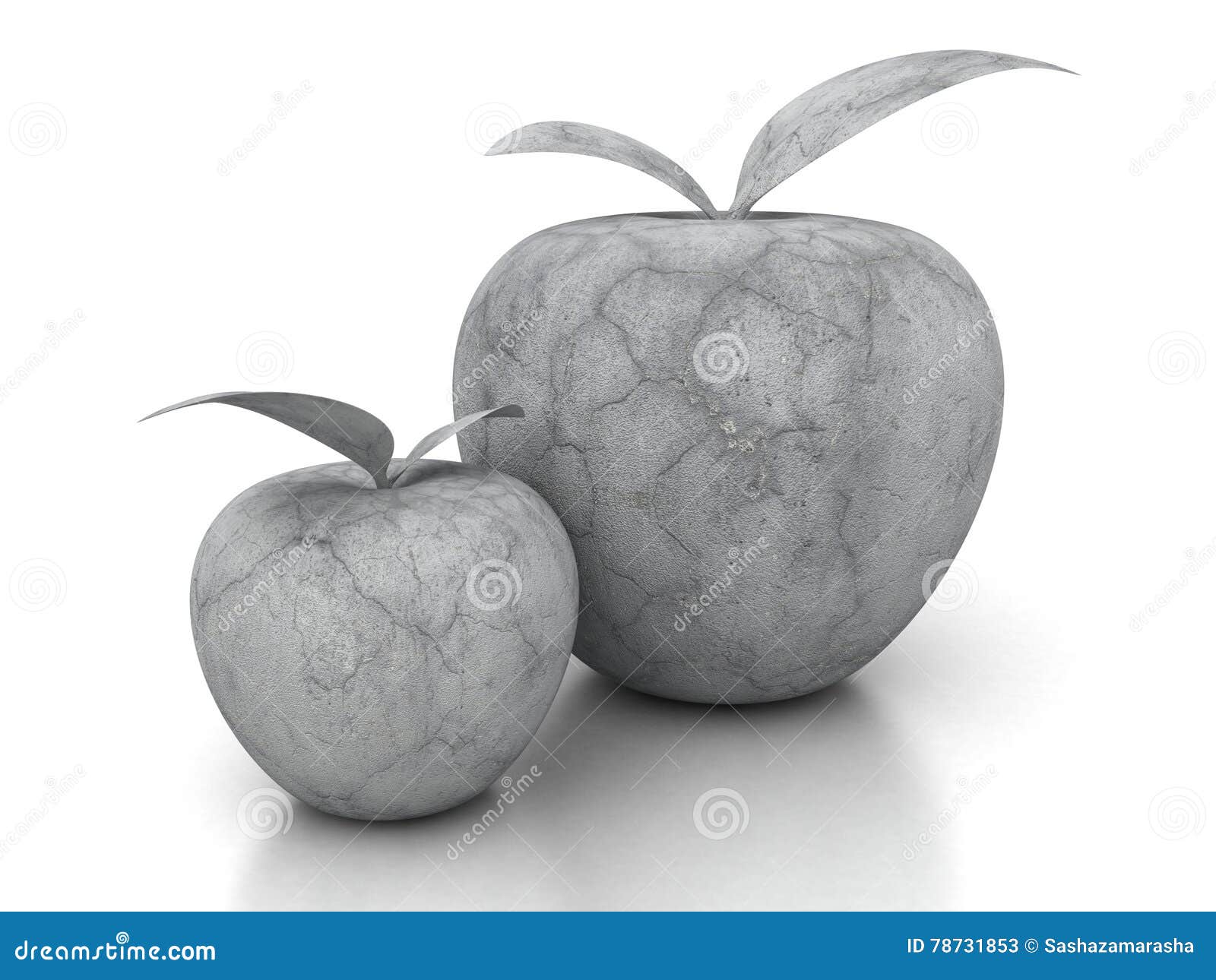 Stone Concrete Apple on White Background Stock Image - Image of ripened ...