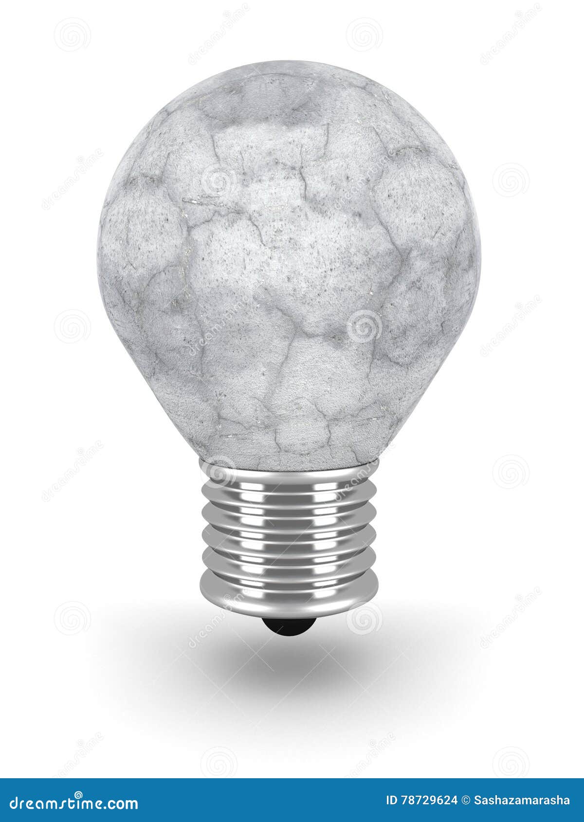 Stone Concrete Light Bulb on White Background Stock Illustration ...