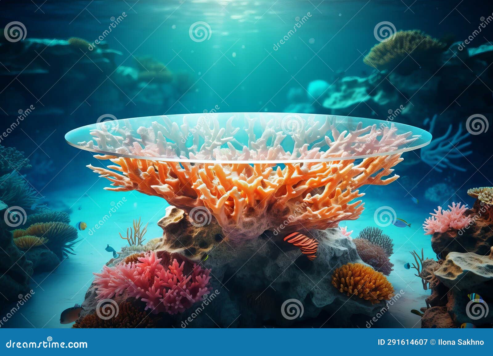 Stone Coral Table on a Beautiful Marine Underwater Ocean Background Stock Illustration ...