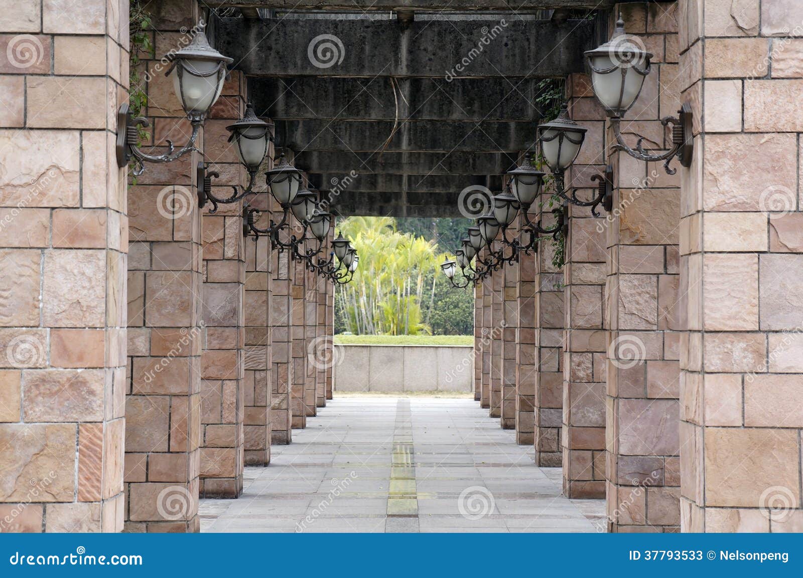 Stone Corridor stock image. Image of outdoor, lighting - 37793533