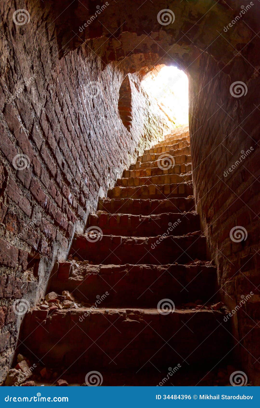 Stone Corridor with Stairway in Tower Stock Photo - Image of ...