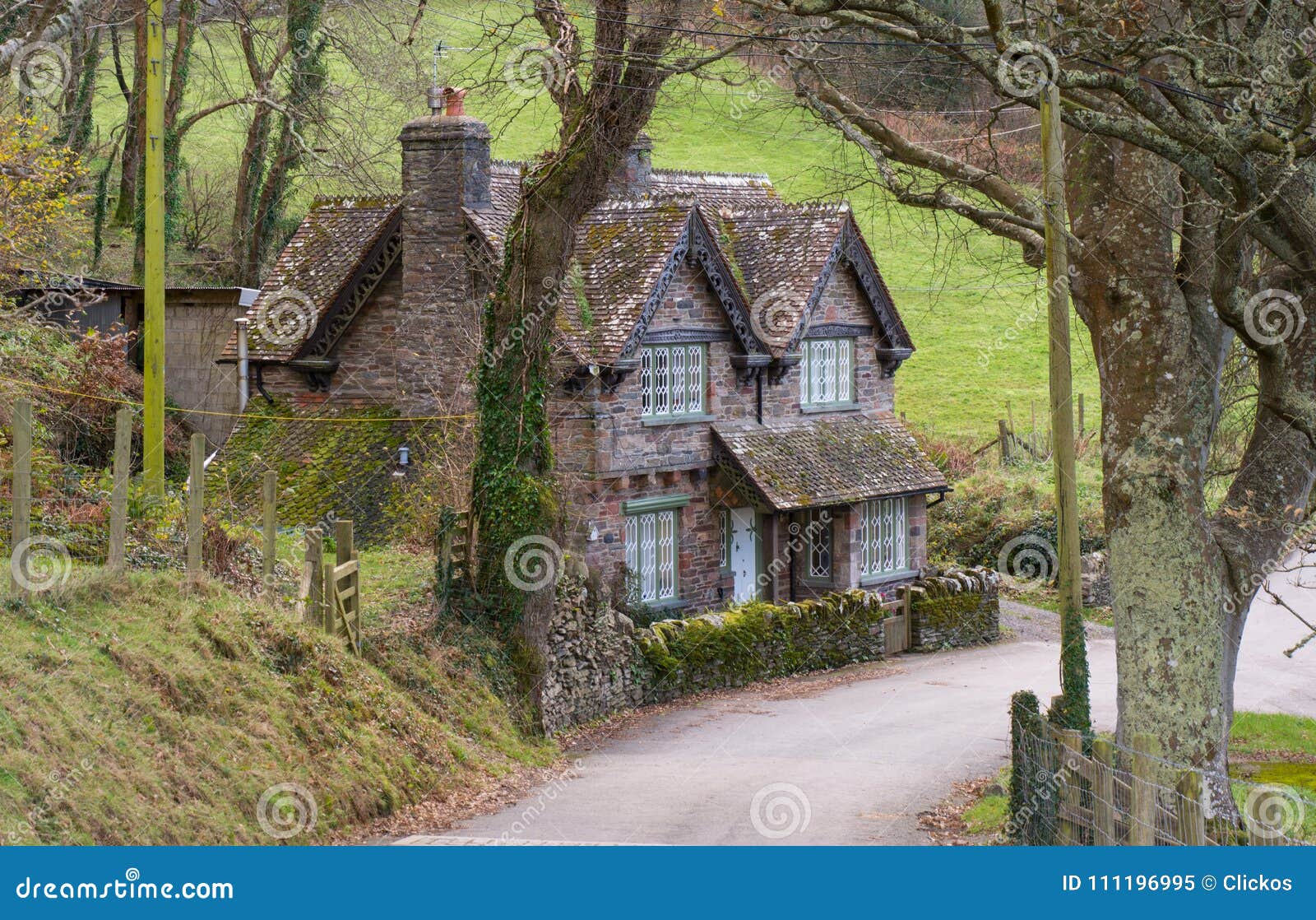Stone Cottage in Devon, England Editorial Image - Image of road, roof ...