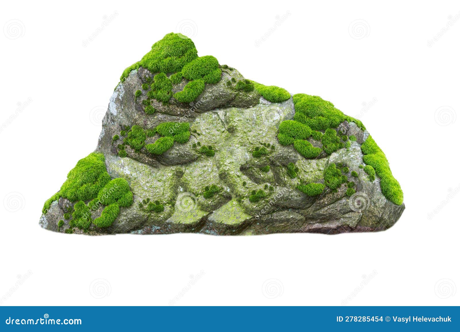 Stone Covered with Moss Isolated on White Stock Photo - Image of rock ...