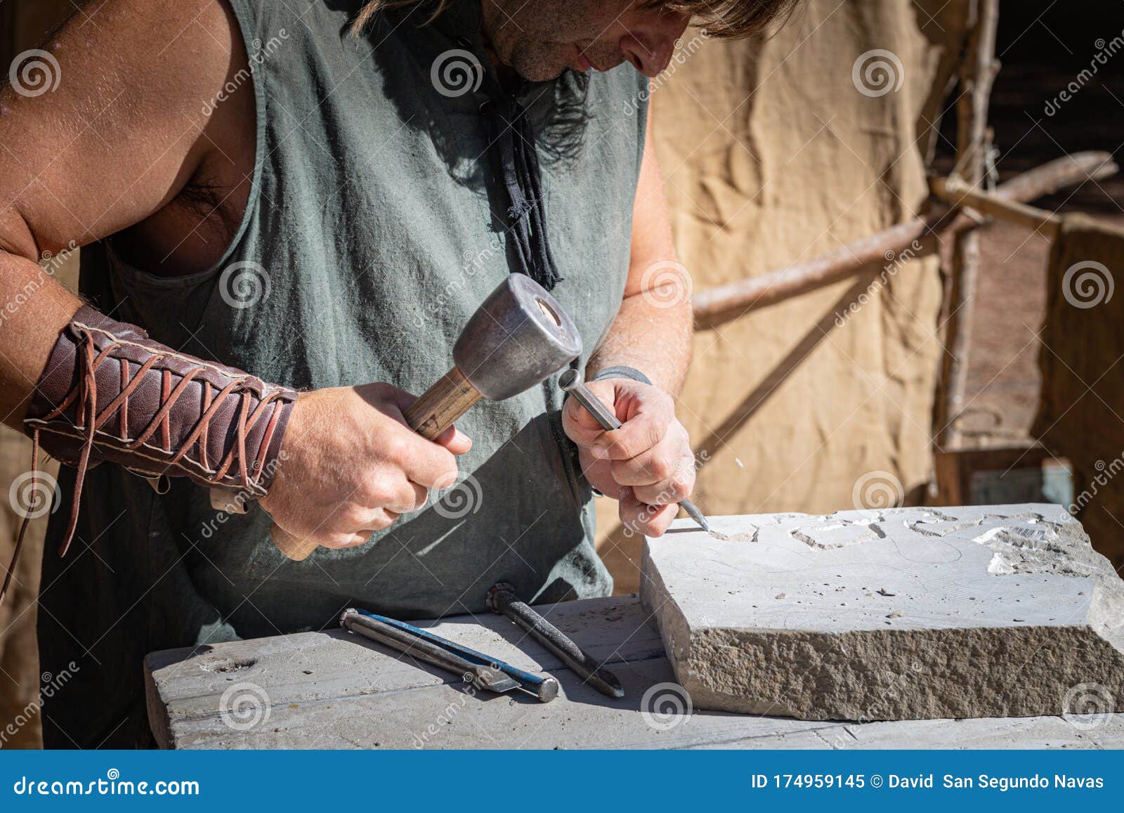 Stone Craftsman Working in His Stonekeeping Workshop Editorial Image ...