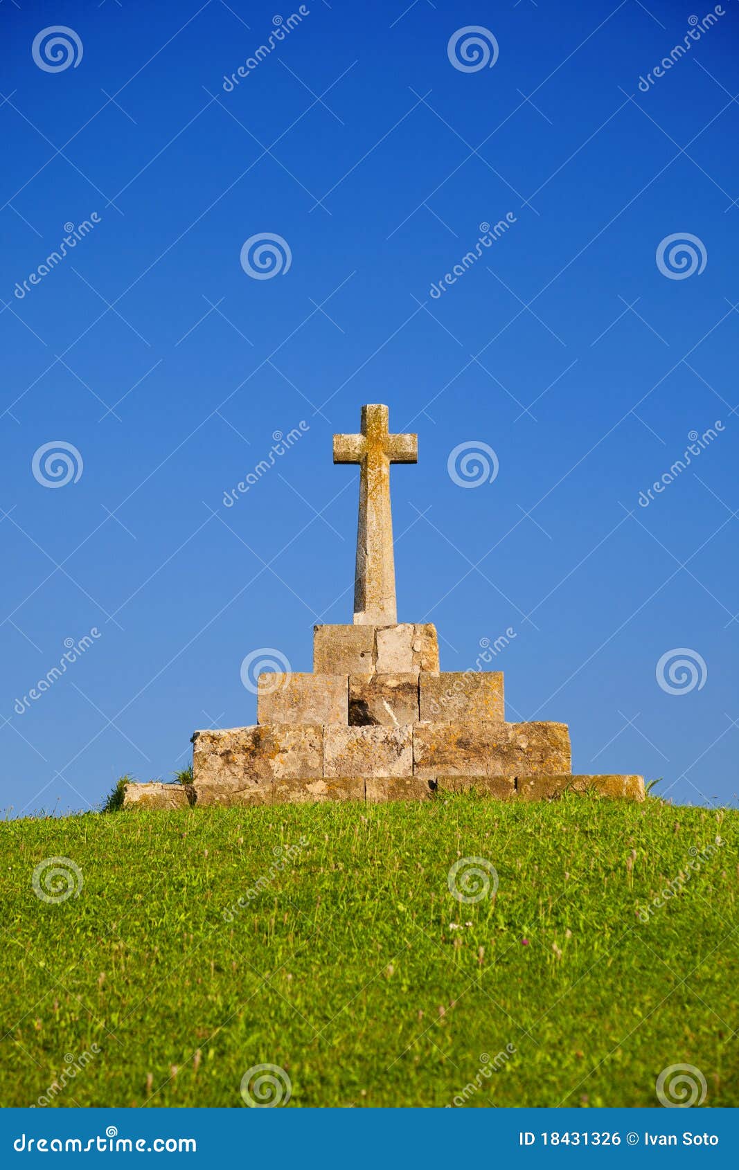 Stone cross stock photo. Image of green, lawn, grass - 18431326