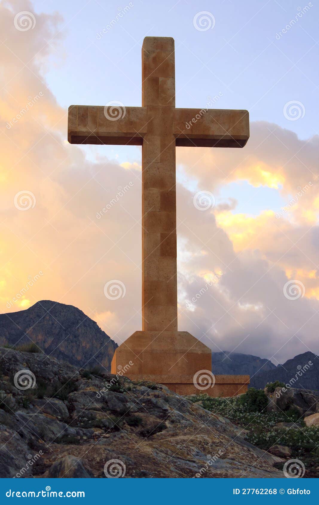 Stone Cross stock photo. Image of stone, pine, clouds - 27762268