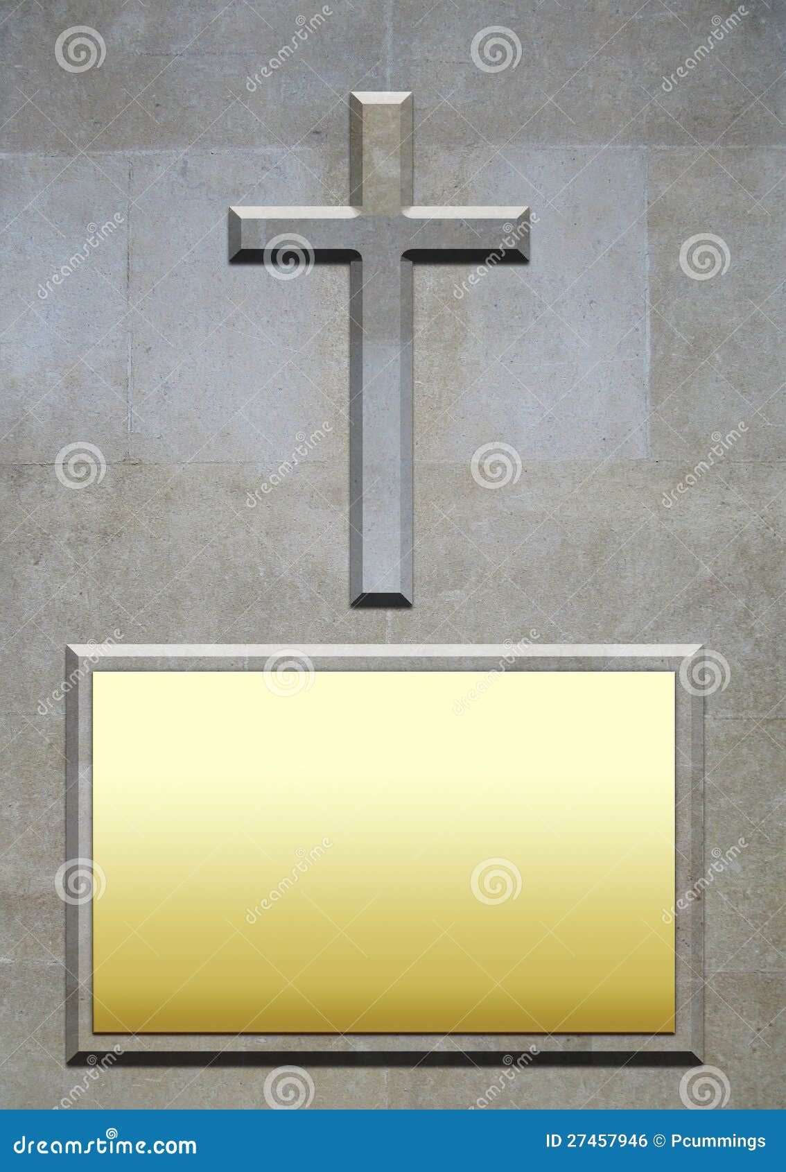 Stone Cross and Blank Plaque for Inscription Stock Illustration ...